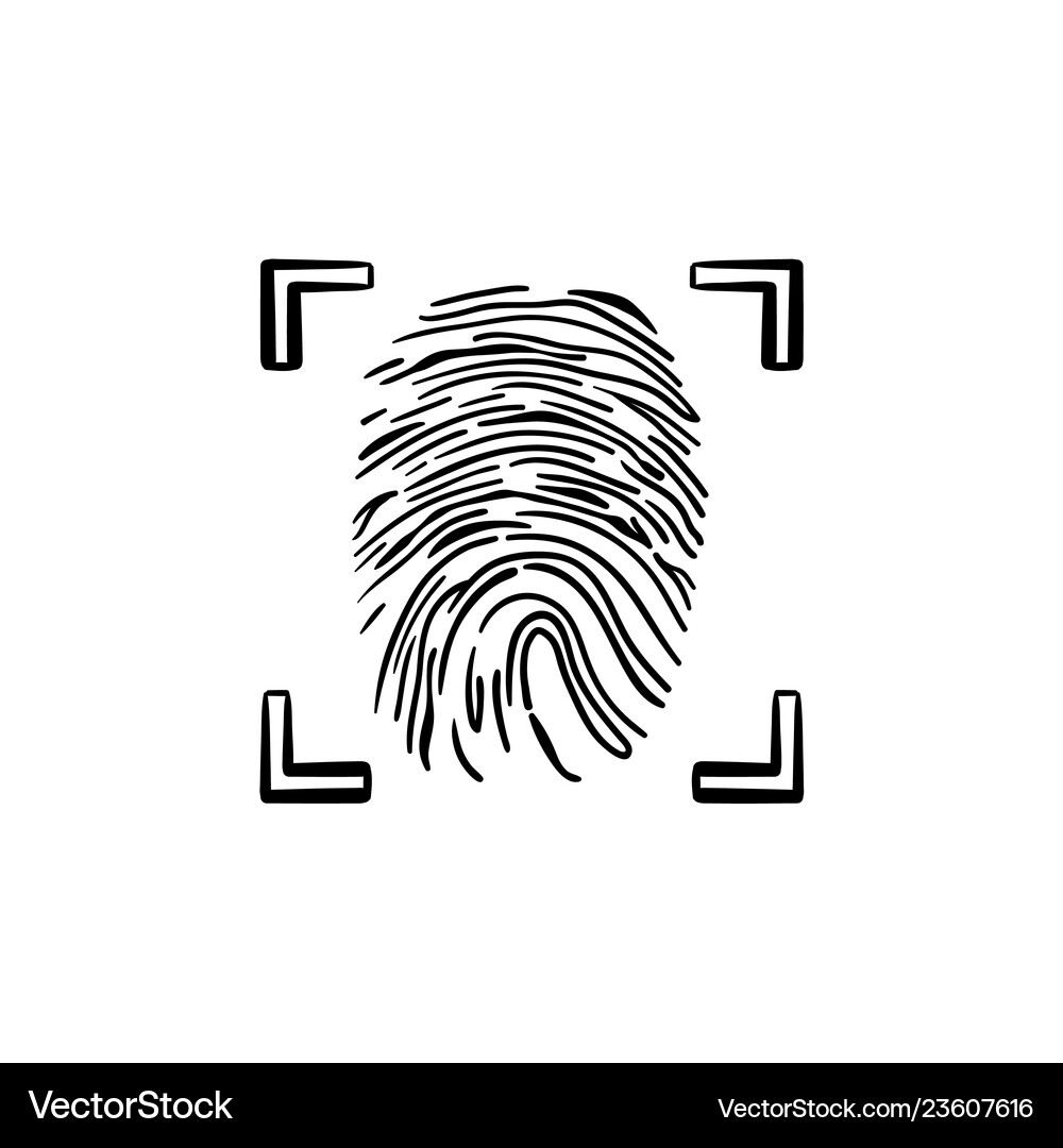 Scanned fingerprint in the frame hand drawn Vector Image
