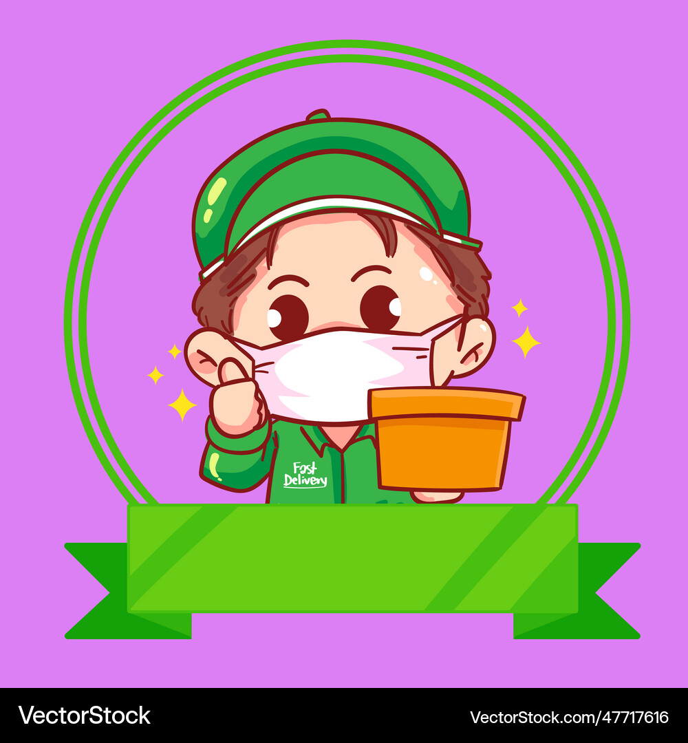 Set of delivery man logo Royalty Free Vector Image