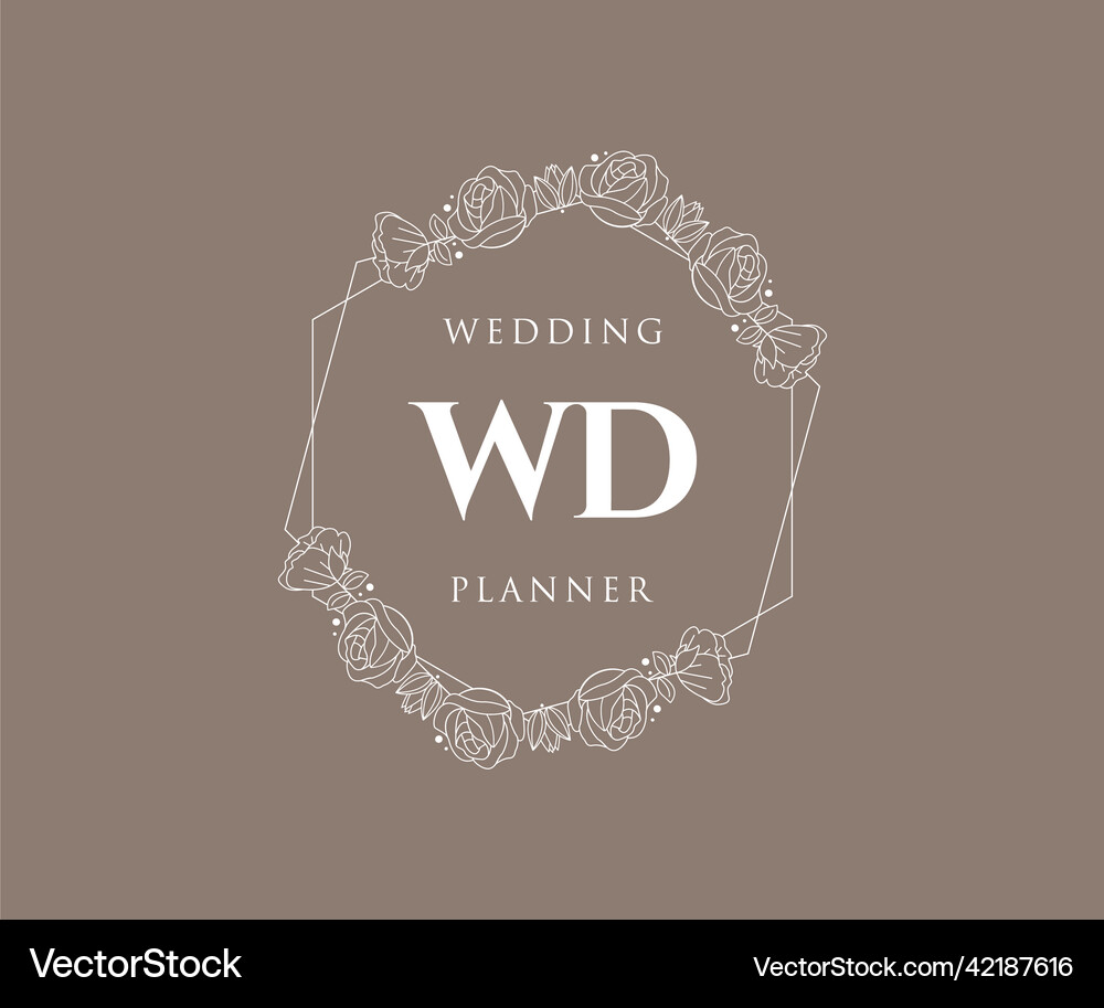 Wd initials letter wedding monogram logos Vector Image