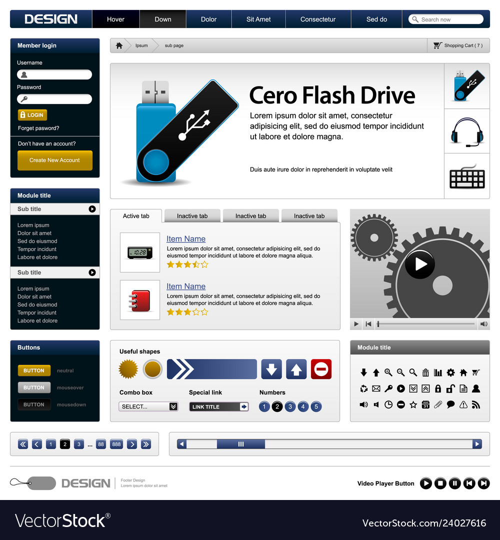 Web design element template a complete set Vector Image