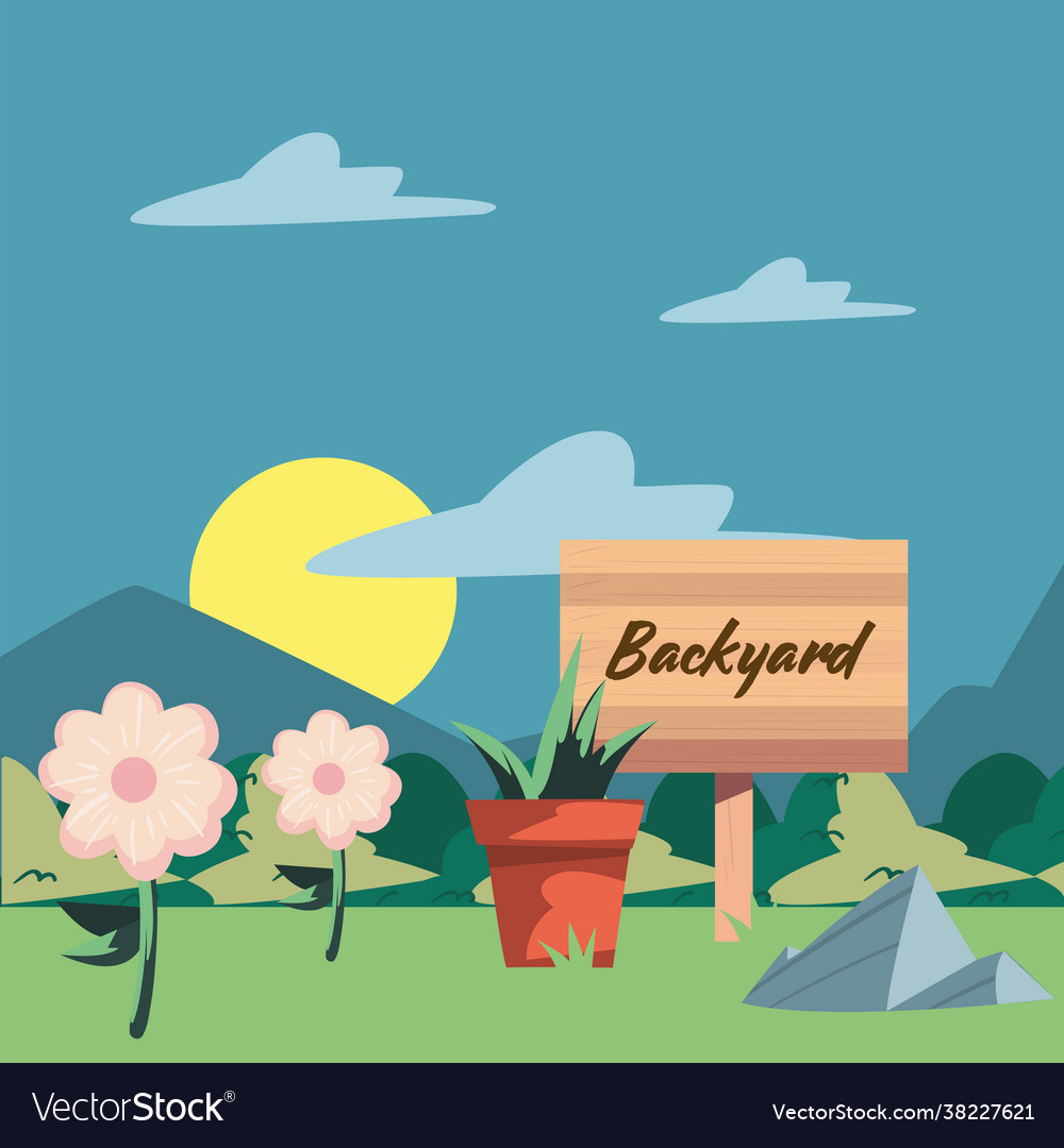 Backyard label in field Royalty Free Vector Image