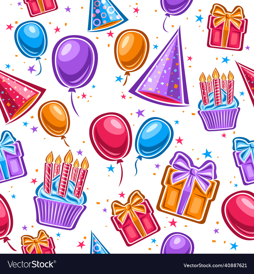 Birthday seamless pattern Royalty Free Vector Image