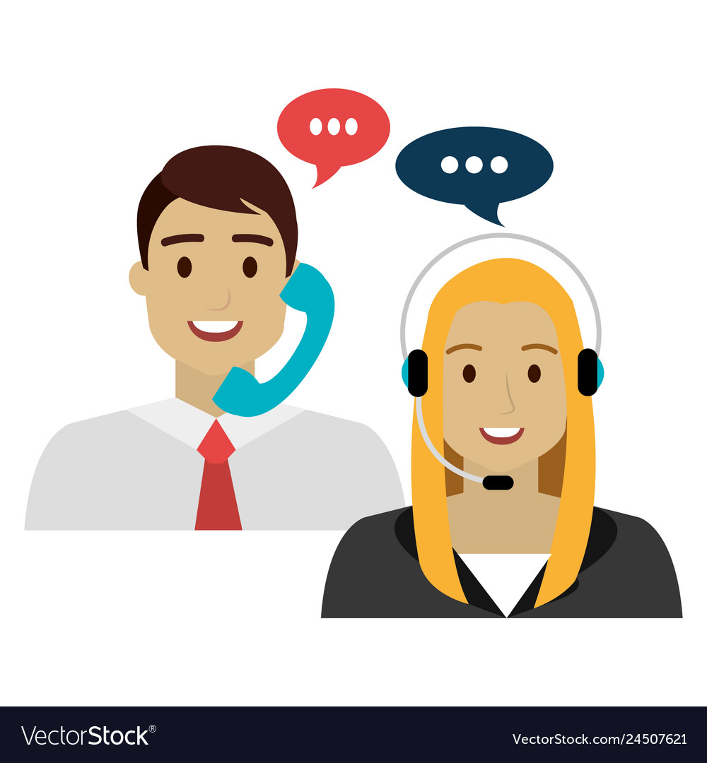 Call center agents avatars characters Royalty Free Vector