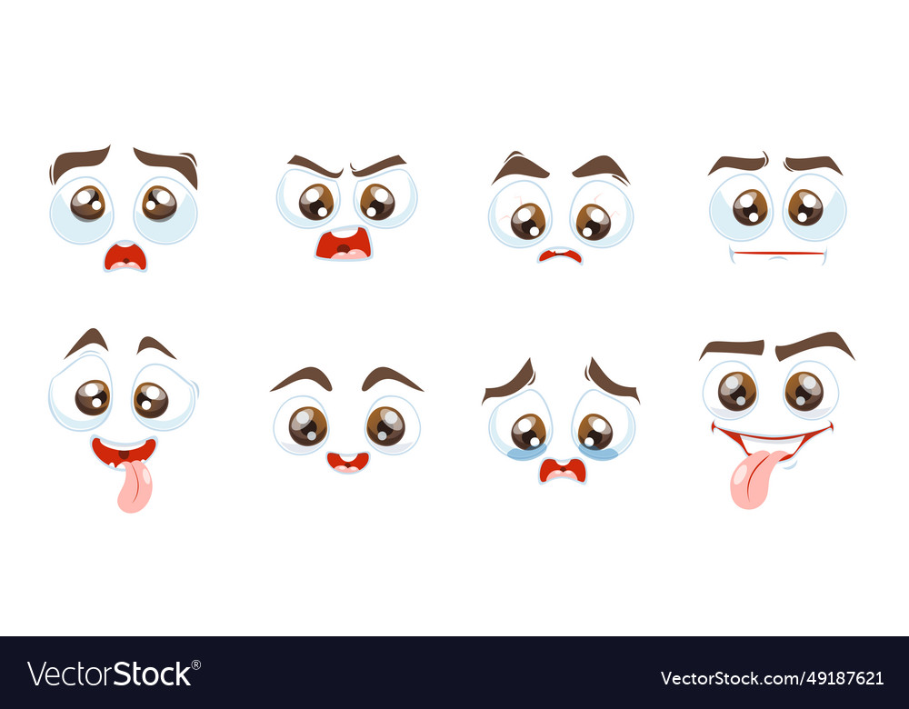 Comic face expressions set Royalty Free Vector Image