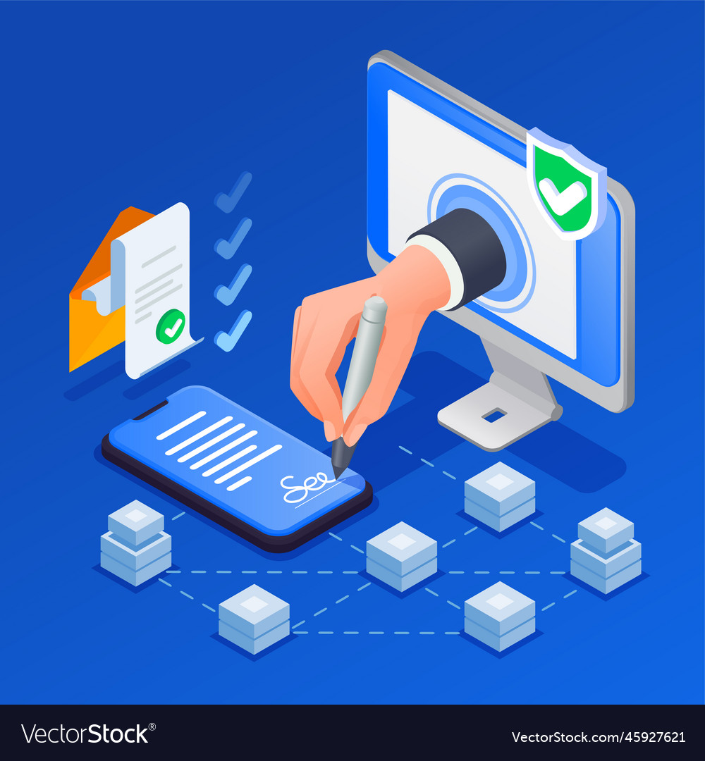 Contract agreement composition Royalty Free Vector Image