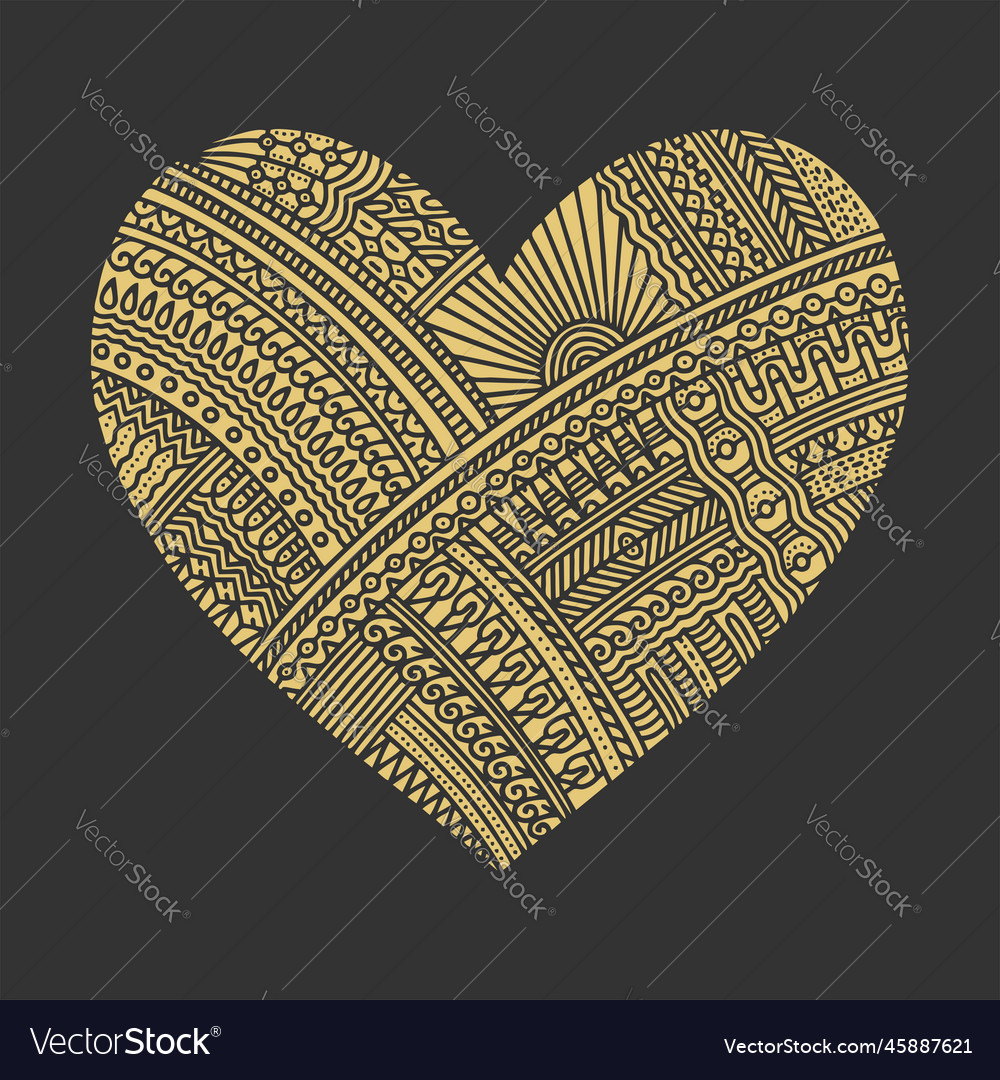Doodle heart with patterns Royalty Free Vector Image