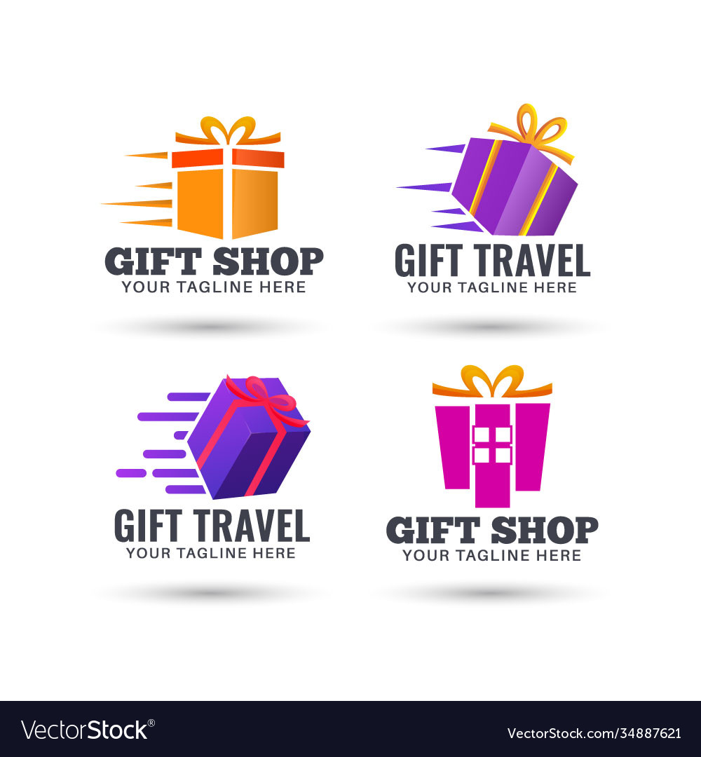 Gift shop logo design bundle Royalty Free Vector Image