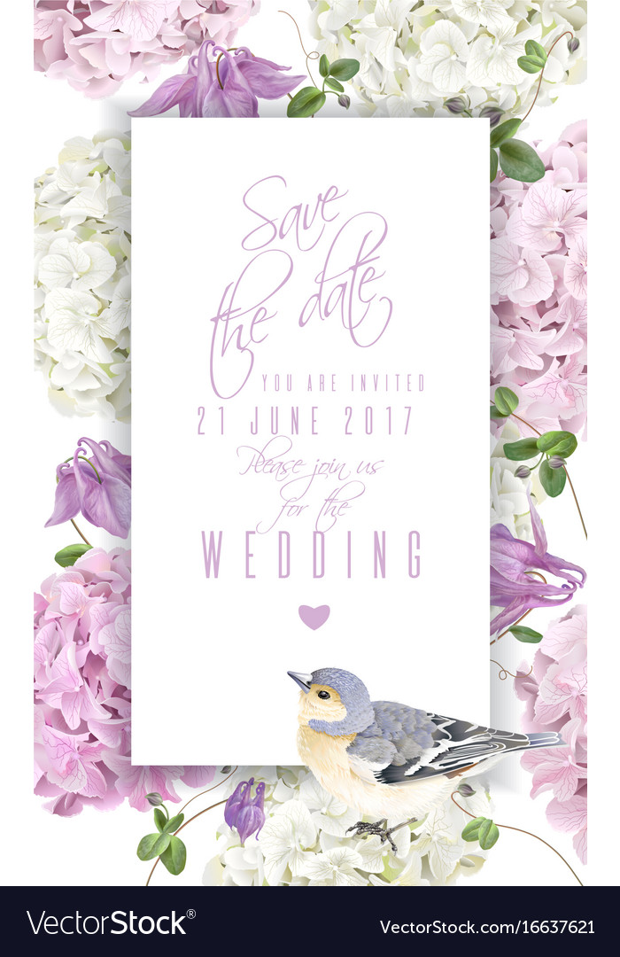 Hydrangea bird vertical banner Royalty Free Vector Image