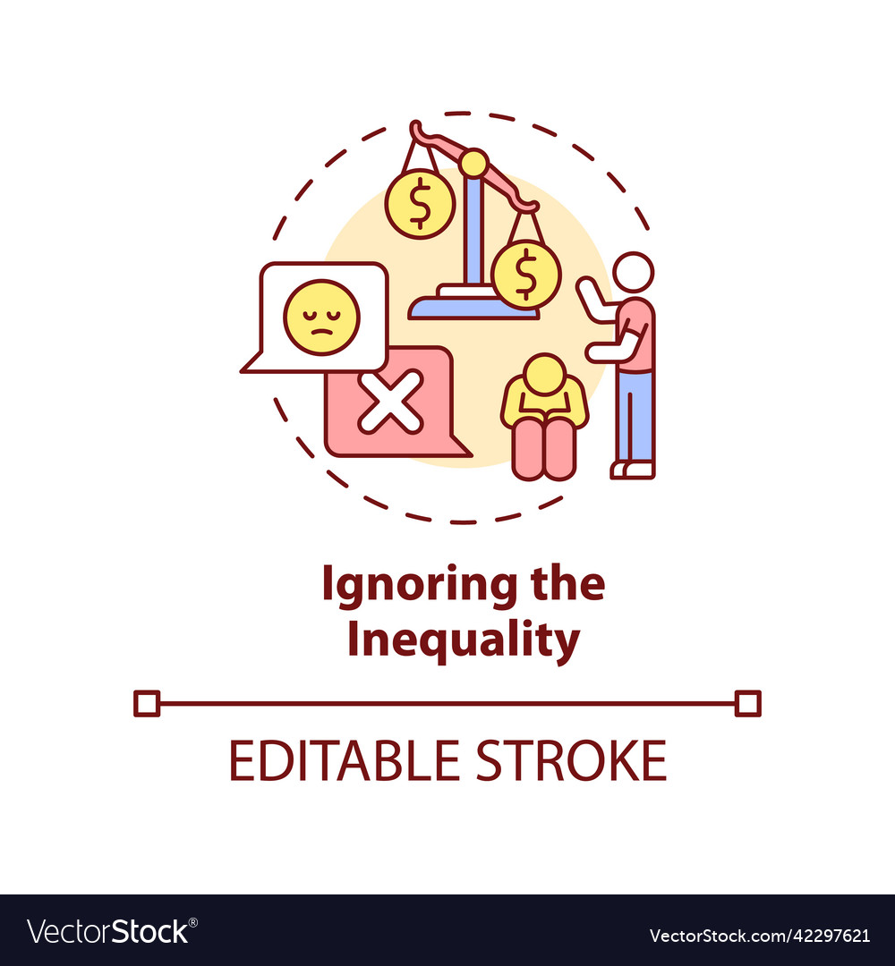 Ignoring inequality concept icon Royalty Free Vector Image