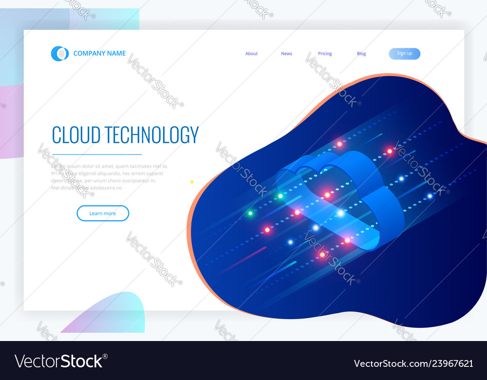 Isometric Modern Cloud Technology And Networking Vector Image