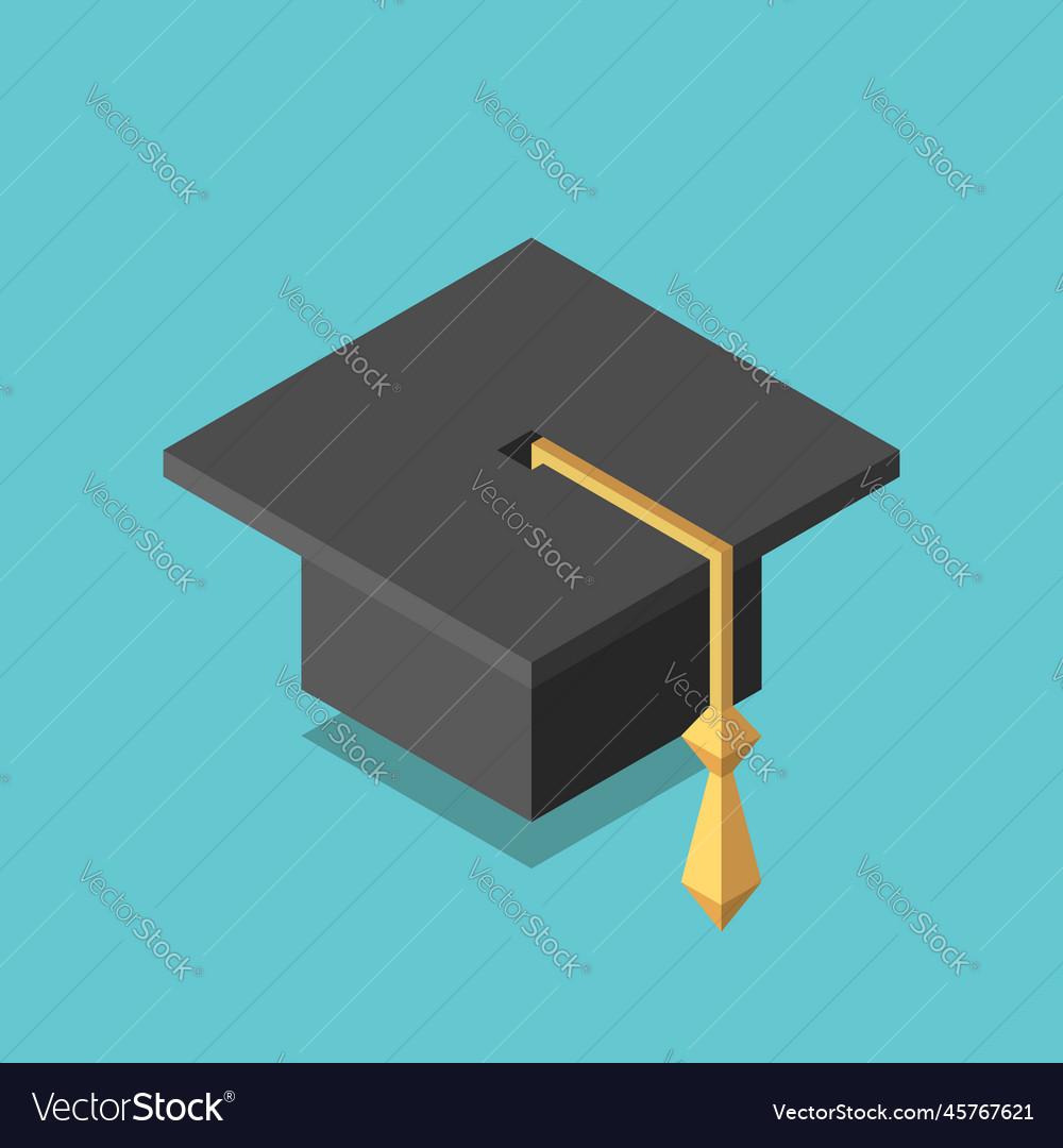 Isometric square academic cap Royalty Free Vector Image