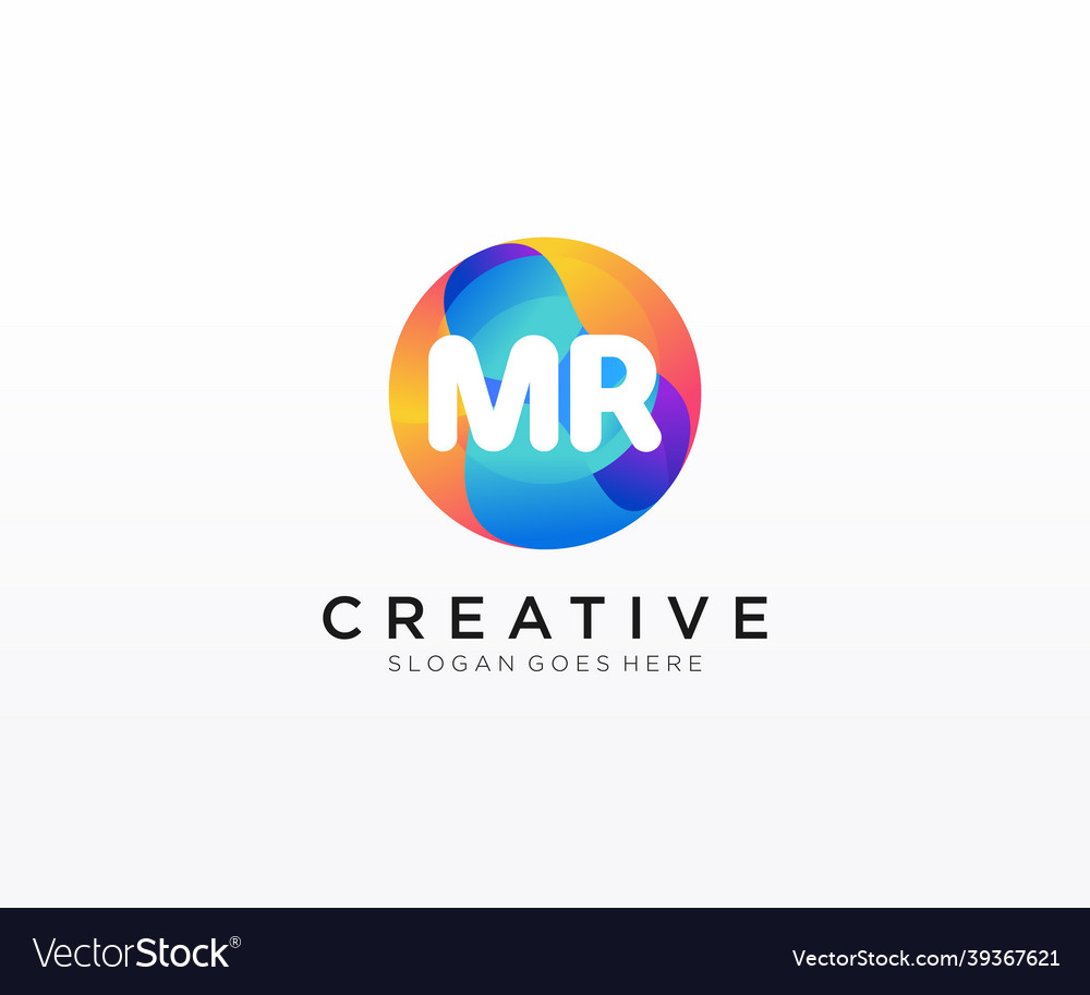 Mr initial logo with colorful circle template Vector Image
