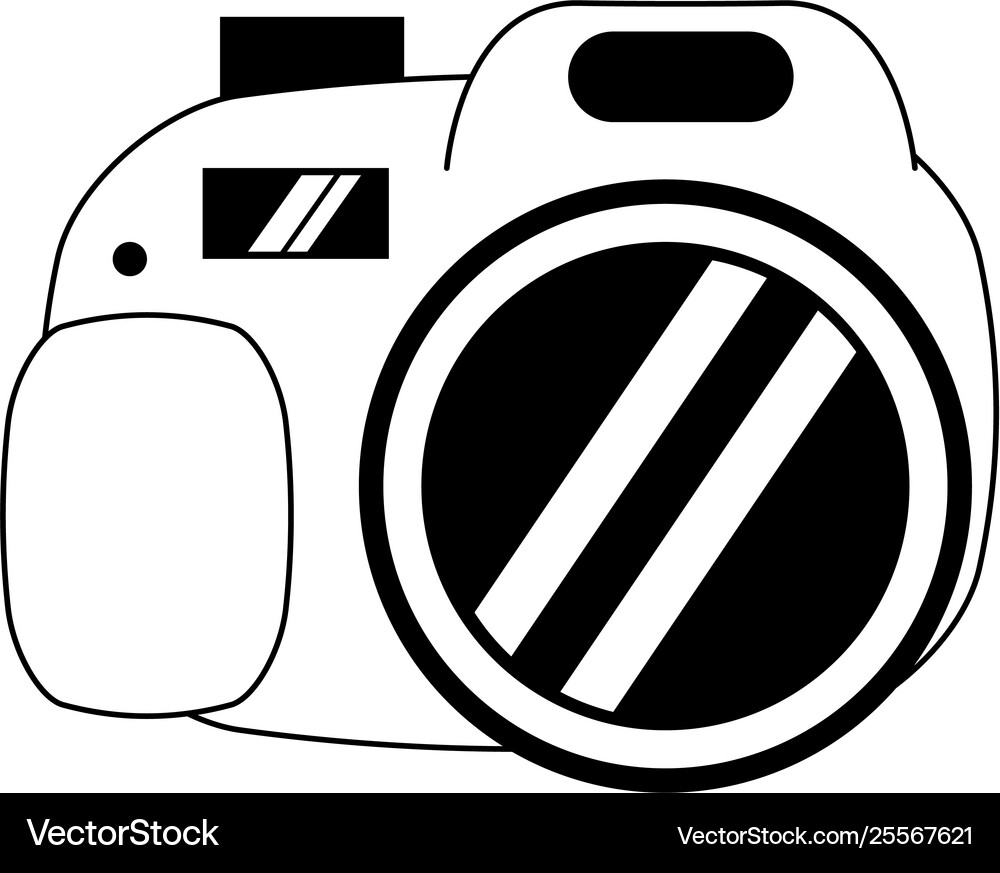 Photographic camera symbol isolated in black Vector Image