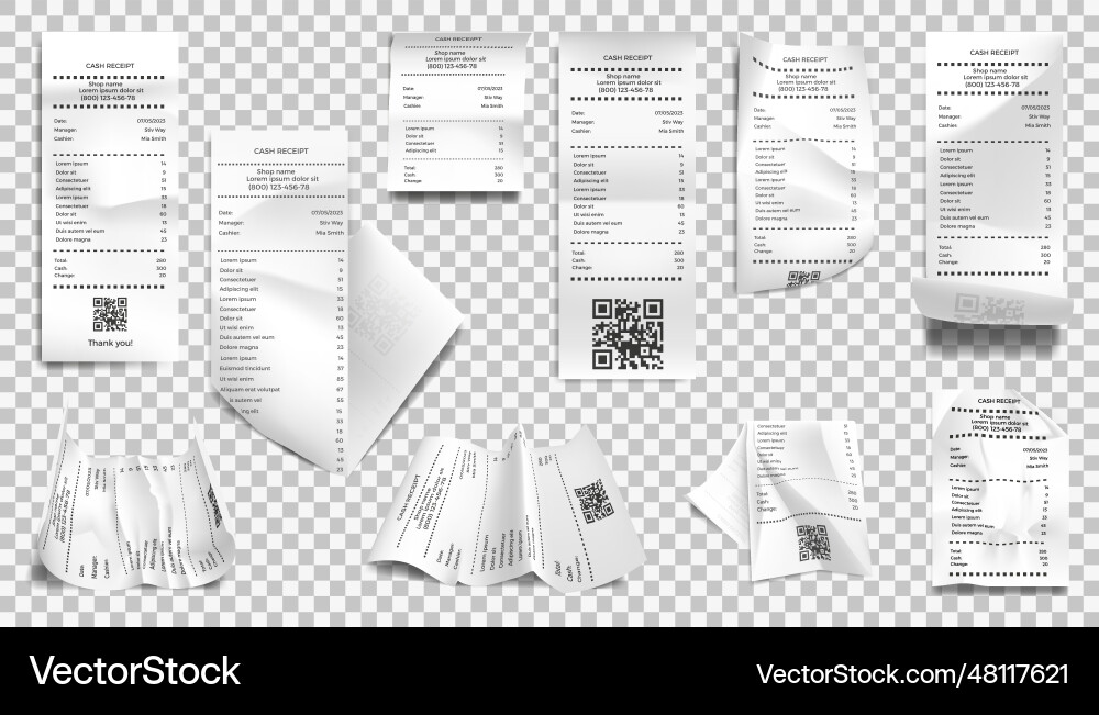 Realistic bill page paper receipt supermarket Vector Image