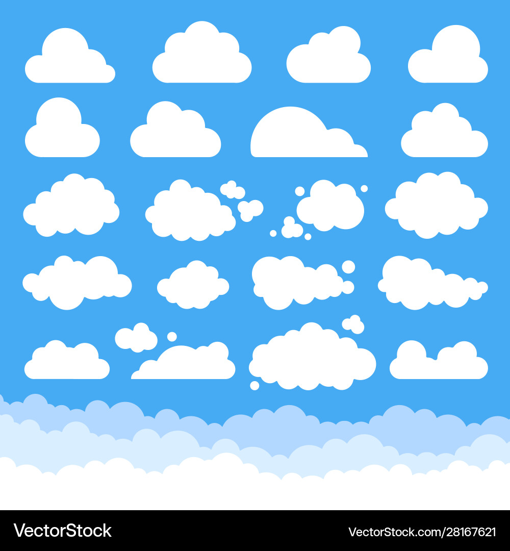 Set cartoon clouds Royalty Free Vector Image - VectorStock