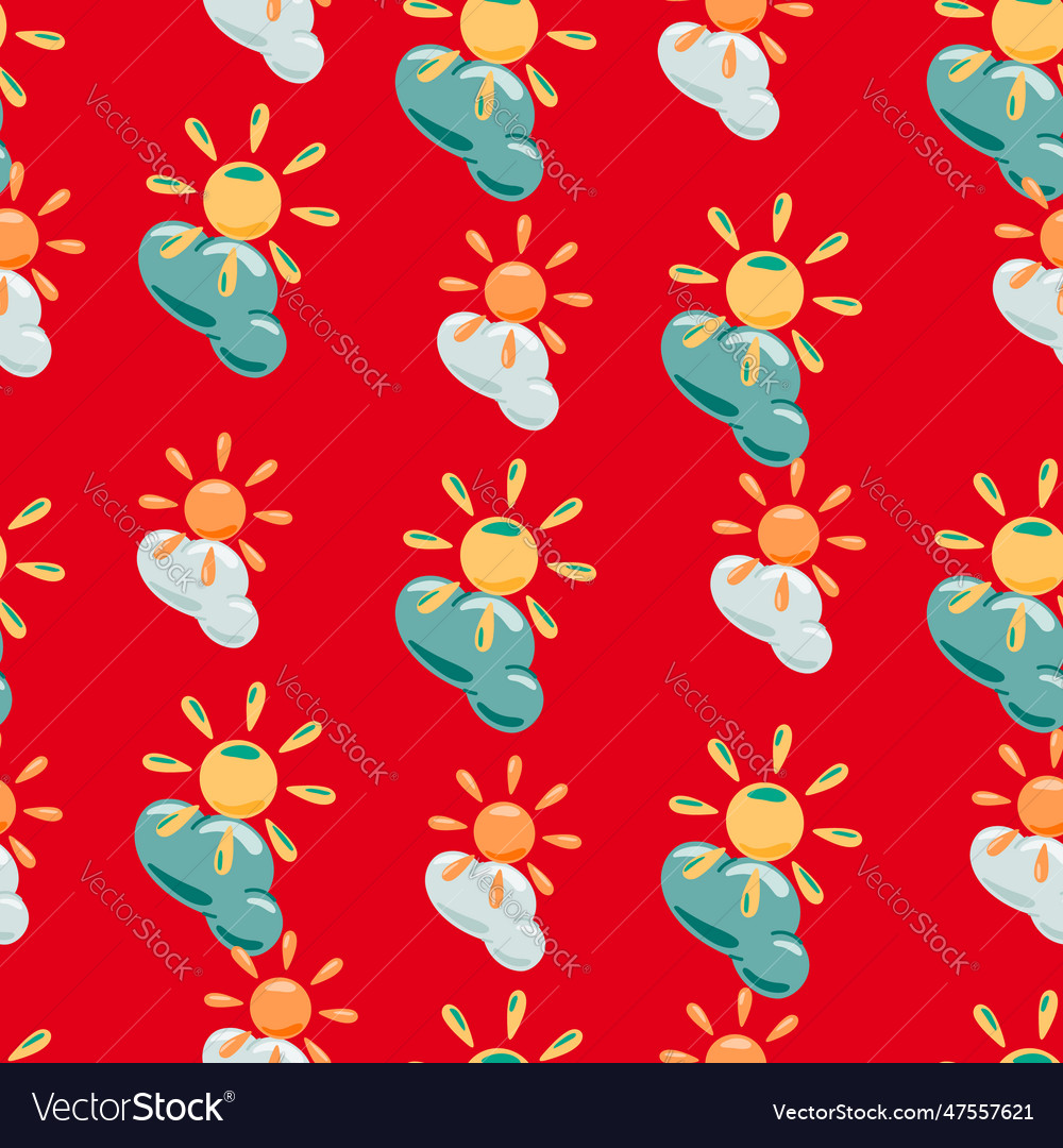 Sun seamless pattern in doodle style Royalty Free Vector