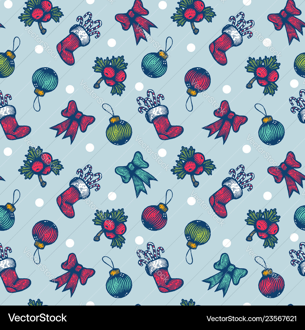 Vintage seamless christmas pattern Royalty Free Vector Image