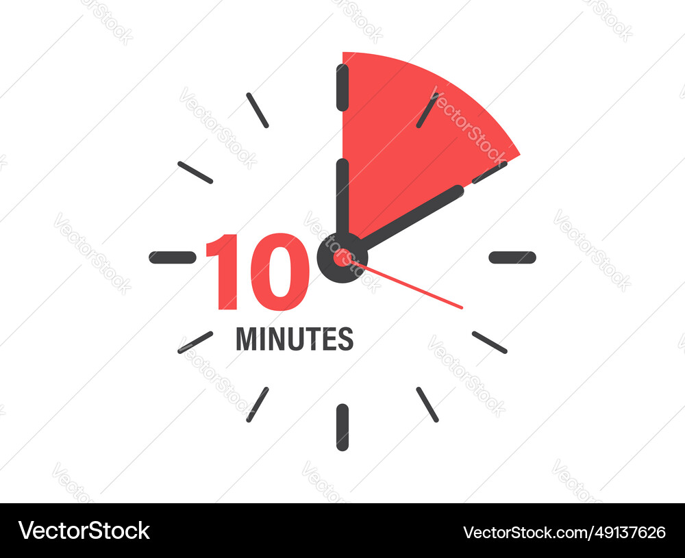 10 minutes on stopwatch icon in flat style clock Vector Image