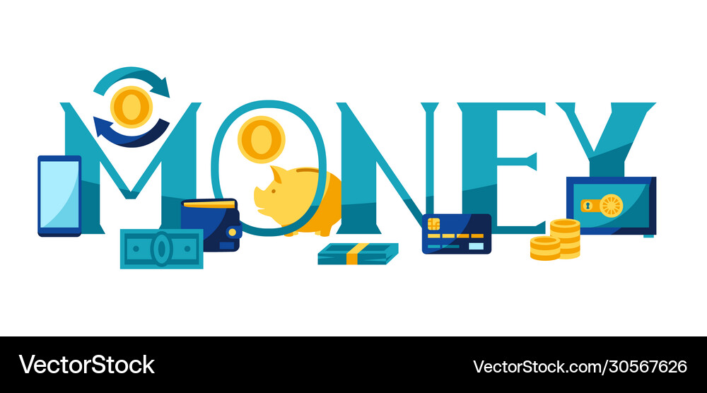 Banking with money icons Royalty Free Vector Image