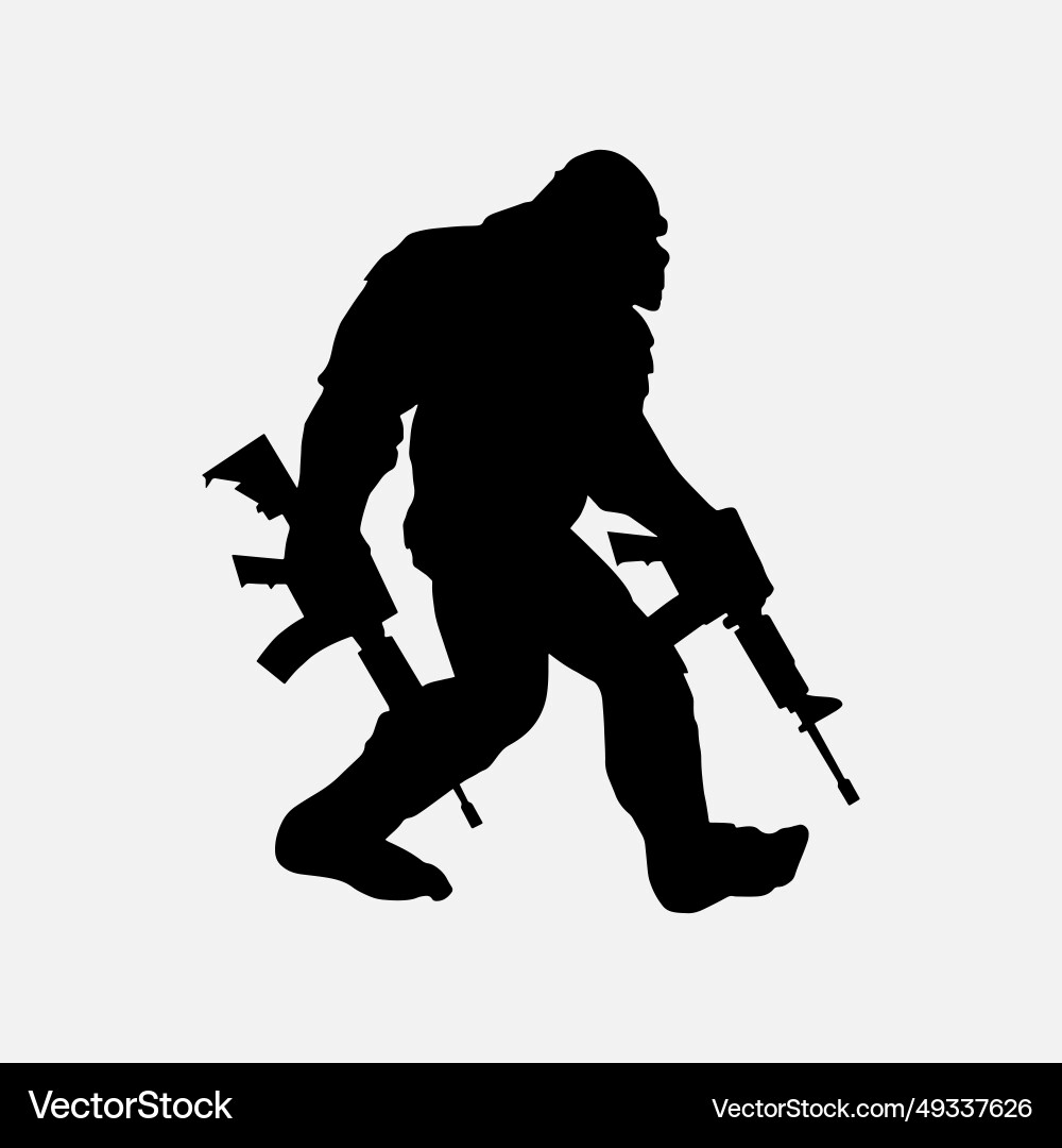 Bigfoot with rifle sasquatch 2nd amendment gun Vector Image