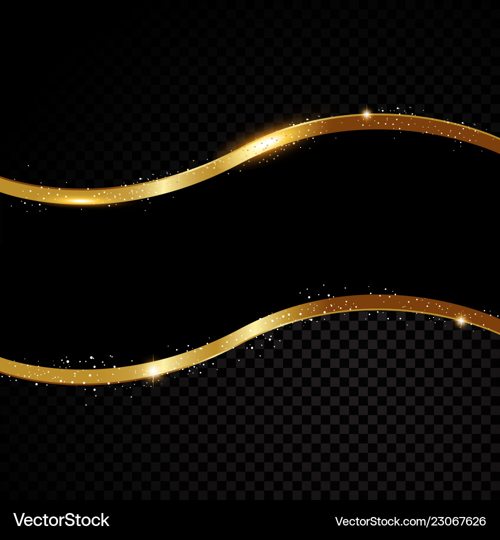 Double golden line waving banner isolated Vector Image