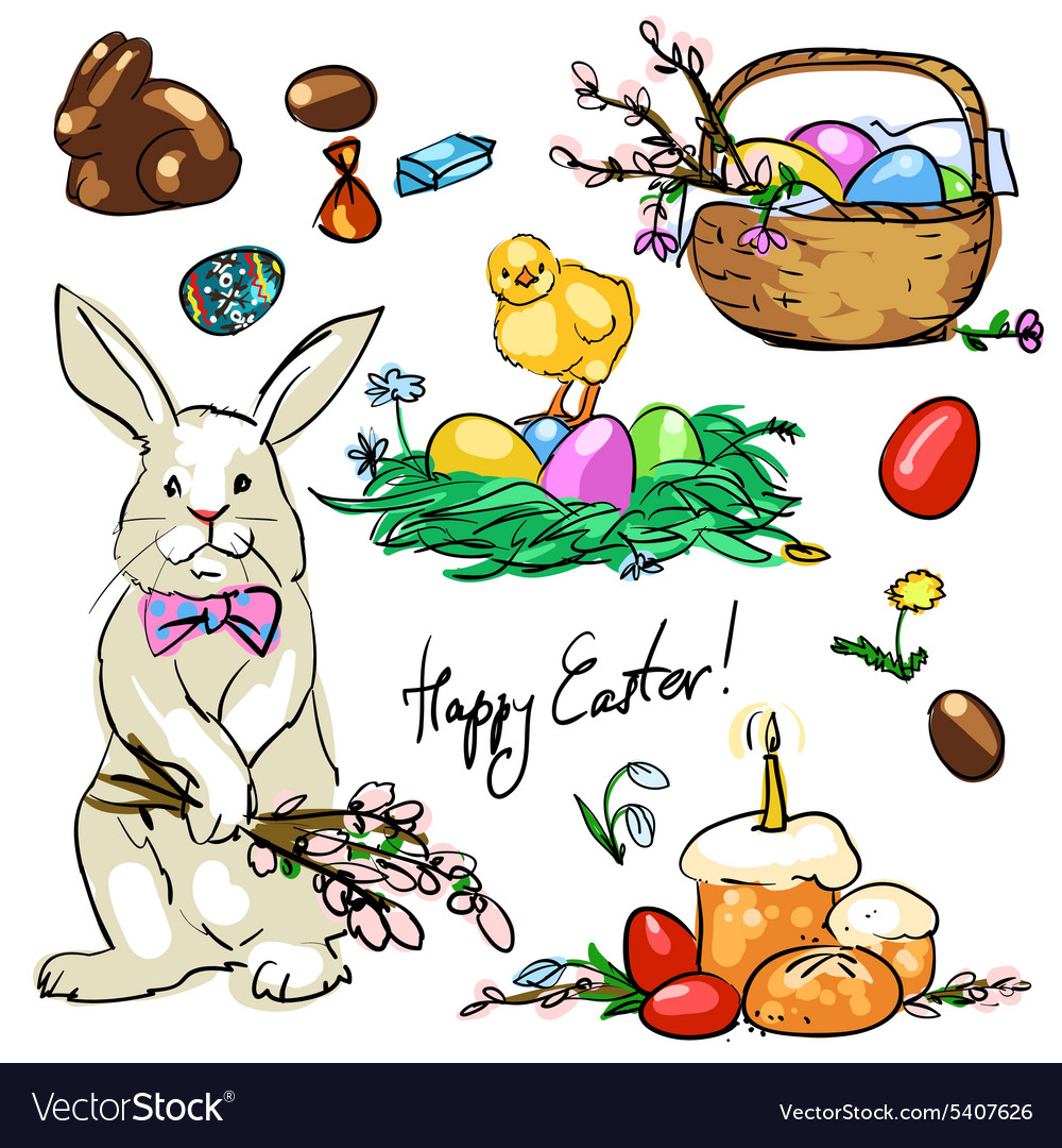 Easter collection Royalty Free Vector Image - VectorStock