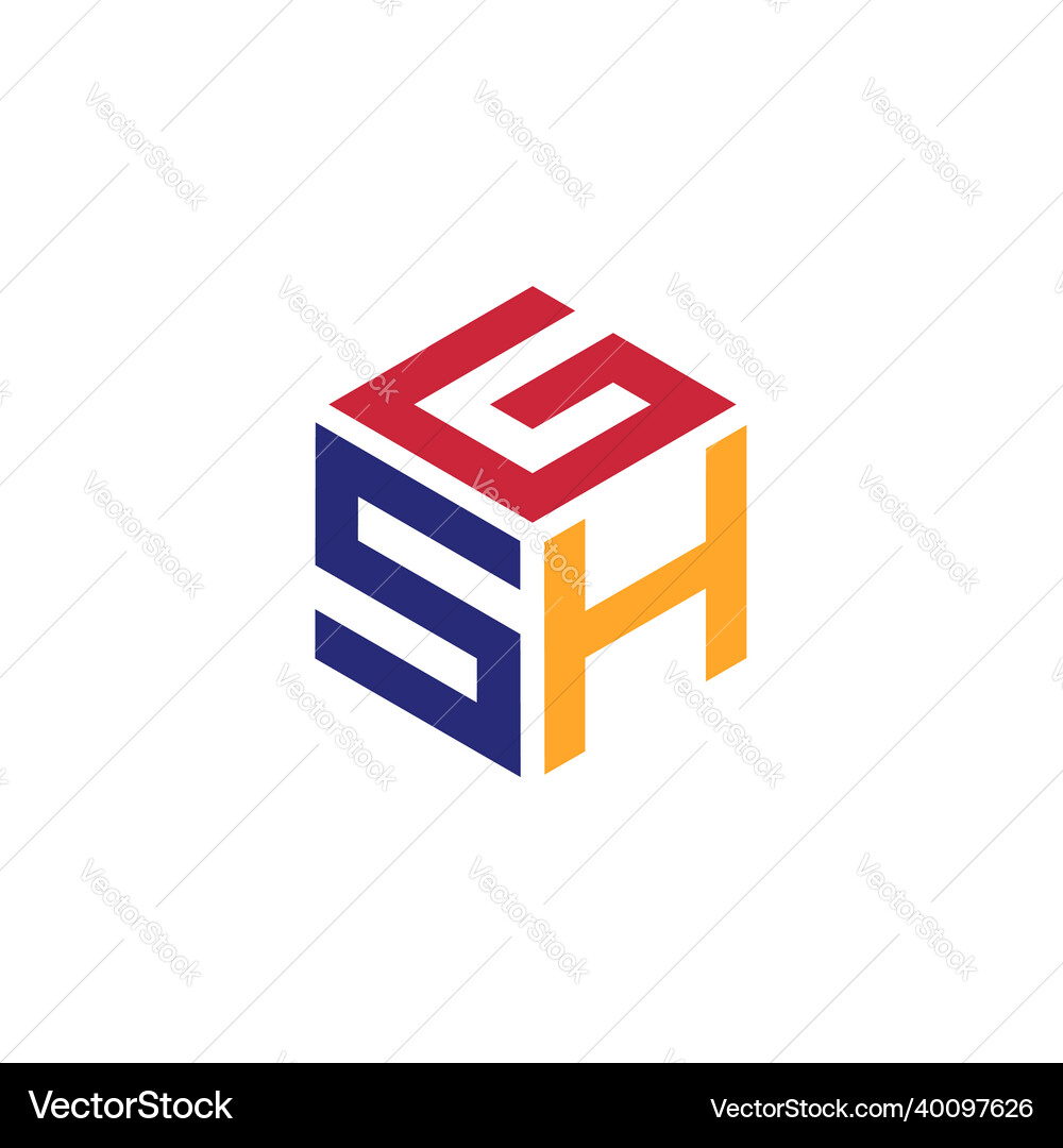 Initials of the letter gsh hexagon shape Vector Image