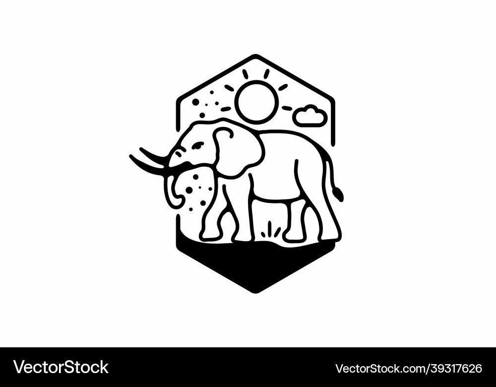 Line art of elephant Royalty Free Vector Image