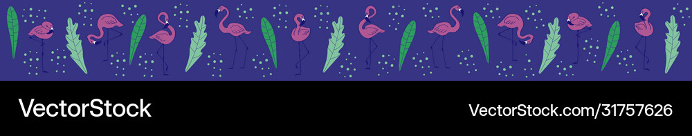 Long web banner with cute hand drawn flamingos Vector Image