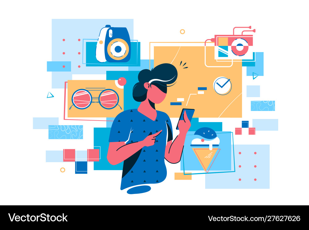 Man buying goods via internet app Royalty Free Vector Image