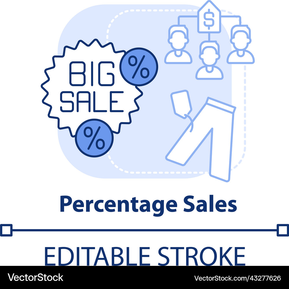 Percentage sales light blue concept icon Vector Image