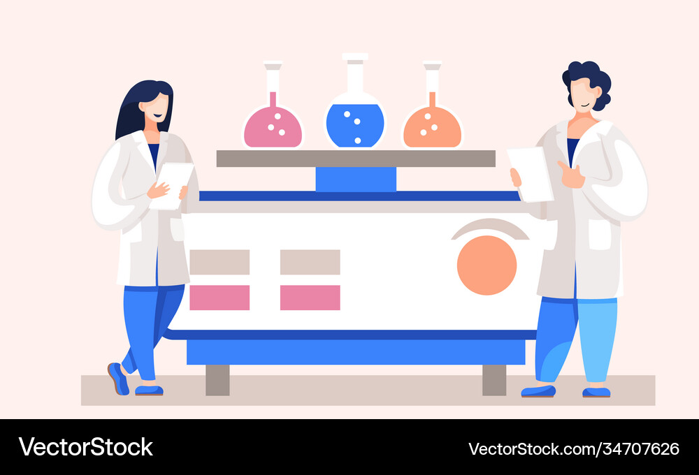 Scientists in laboratory people in white coat Vector Image