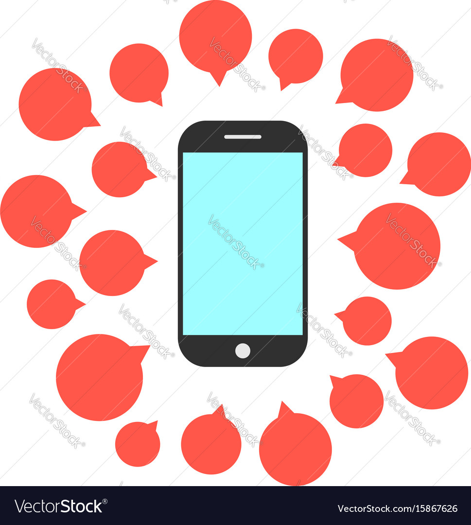 Smart phone with set of speech bubbles Royalty Free Vector
