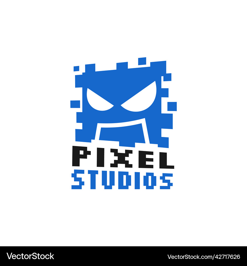 Square pixel logo face design Royalty Free Vector Image