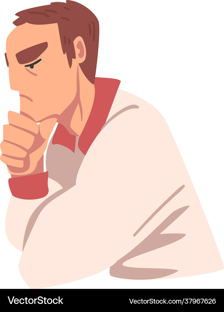 Thinking young man portrait thoughtful person Vector Image