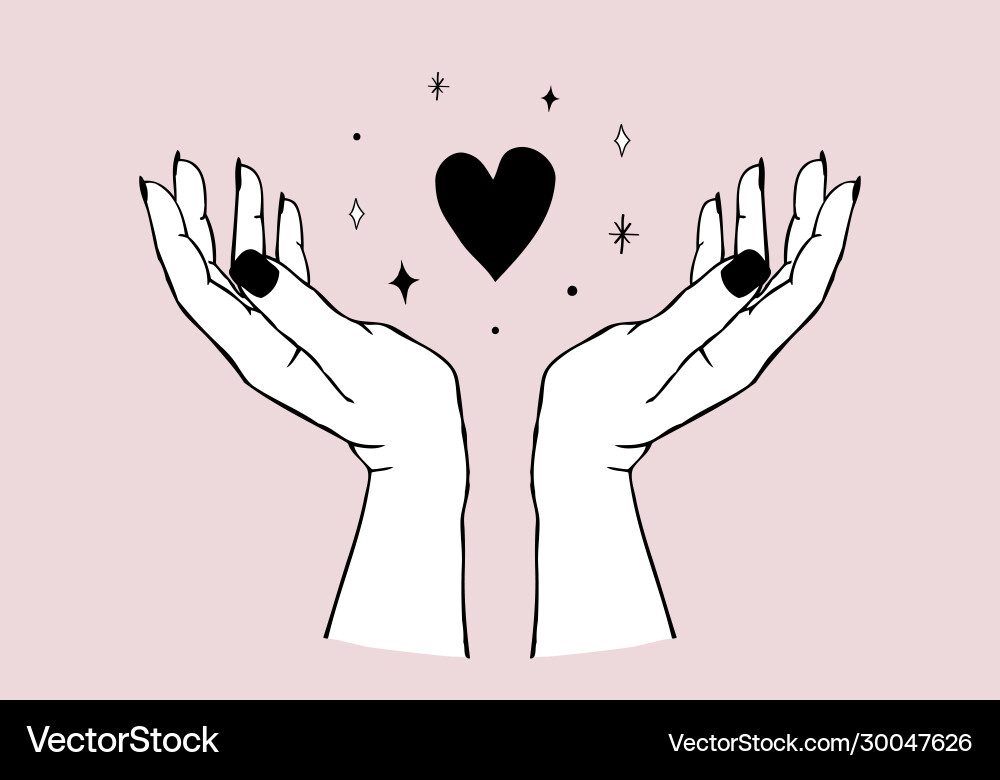 Trendy gesture - hands holding heart in modern Vector Image