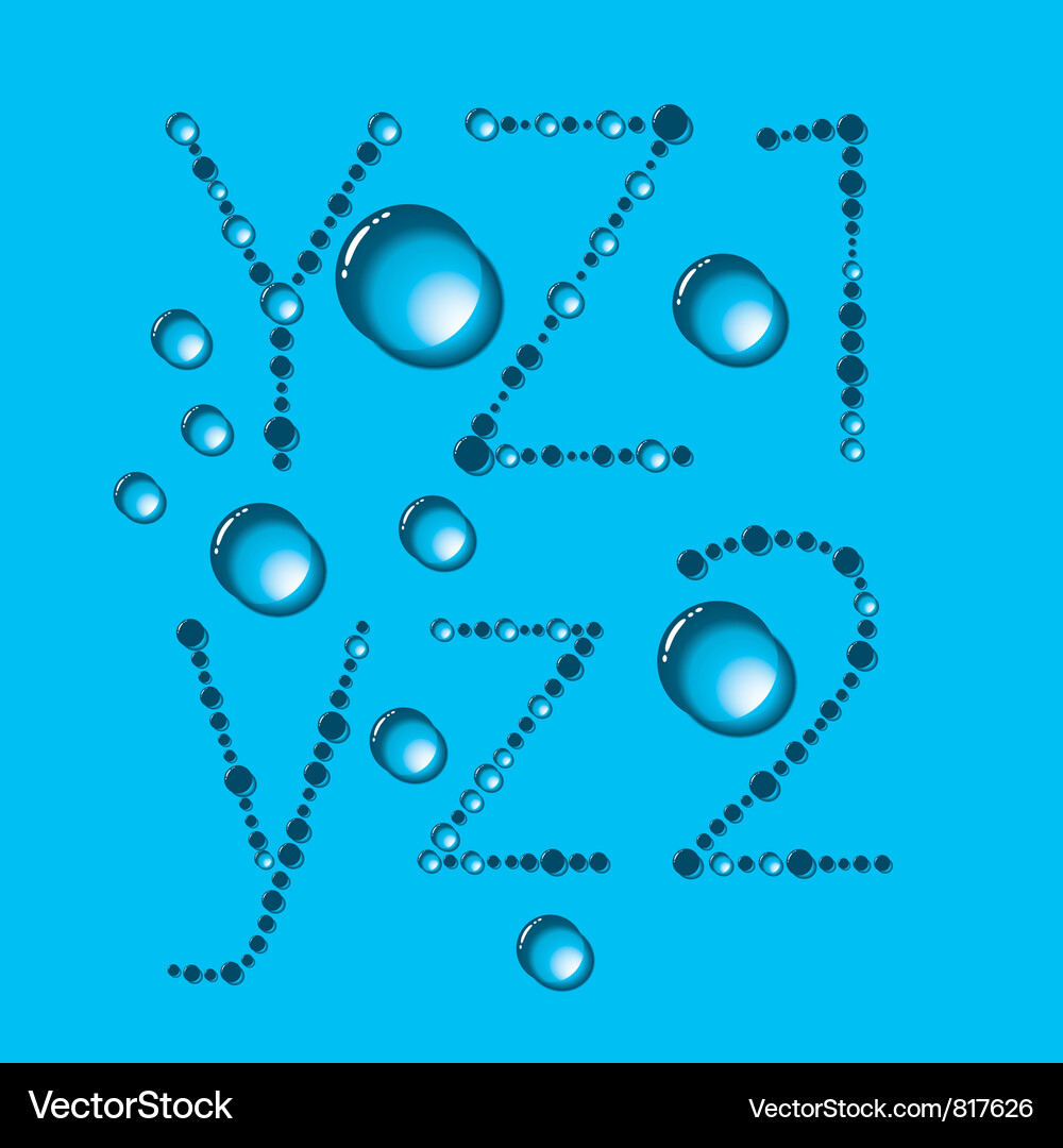 Water drop letters on blue new 09 Royalty Free Vector Image