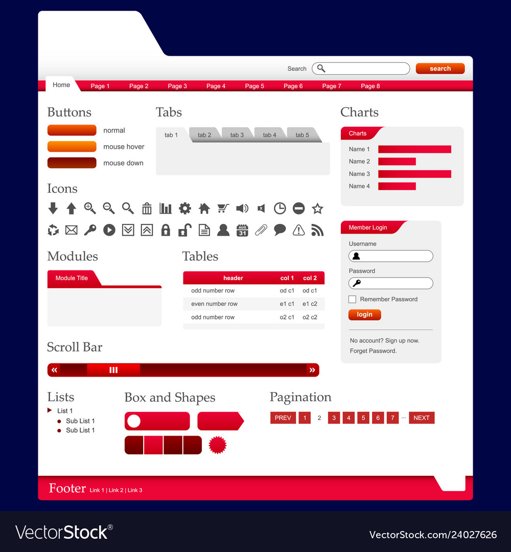 Web design element template a complete set Vector Image