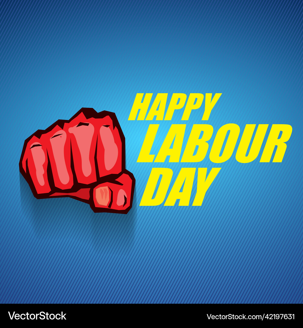 1 may happy labour day label with strong Vector Image