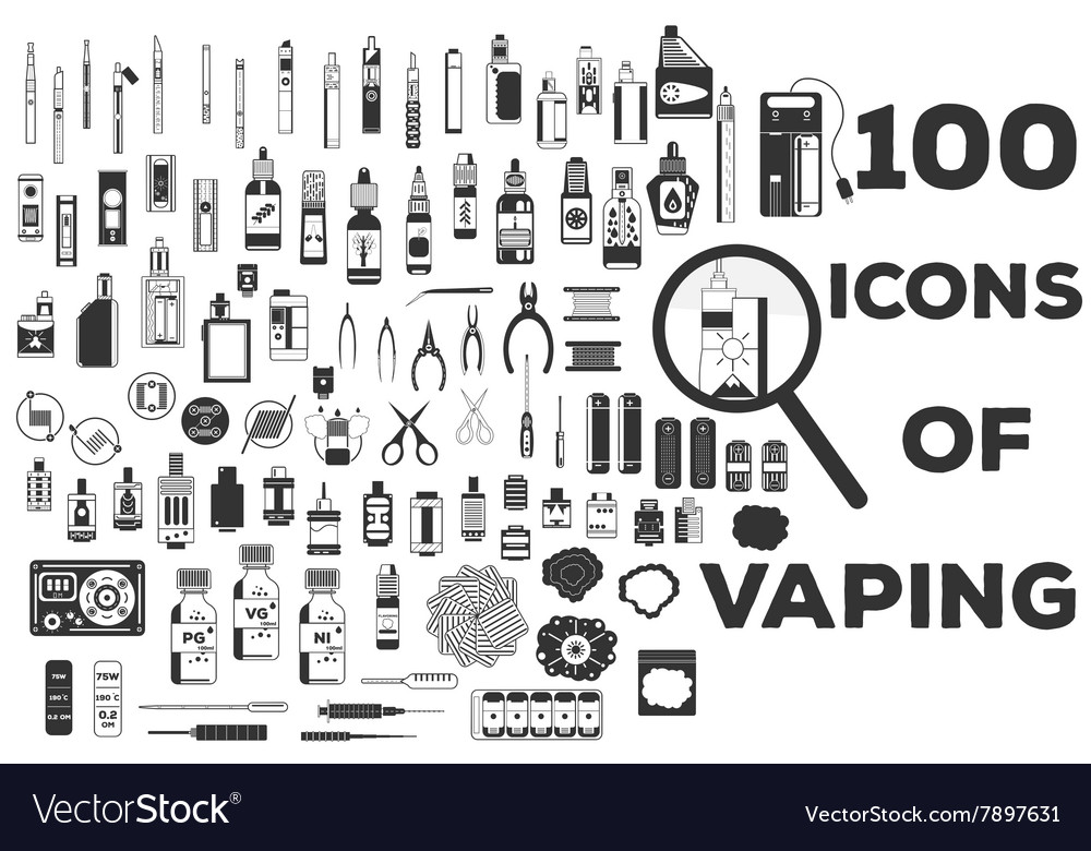 100 icons vaping Royalty Free Vector Image - VectorStock