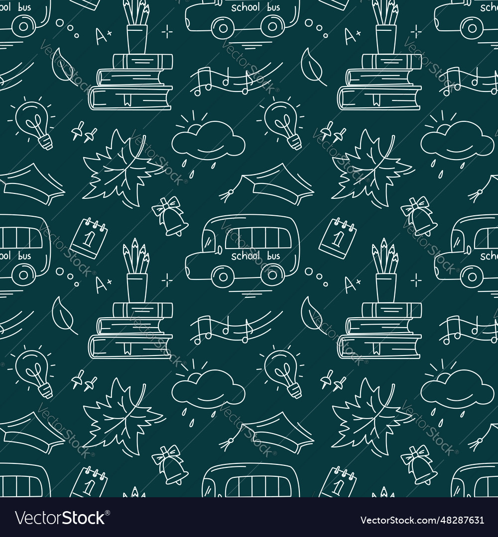 Back to school seamless pattern with bus Vector Image