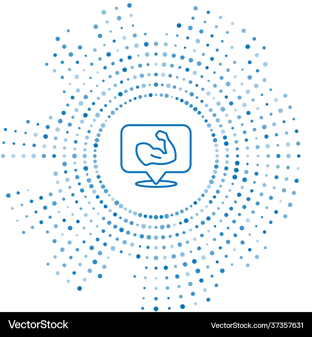 Blue line bodybuilder showing his muscles icon Vector Image