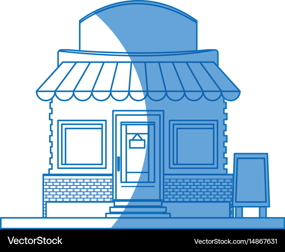 Cartoon marketing store board facade Royalty Free Vector