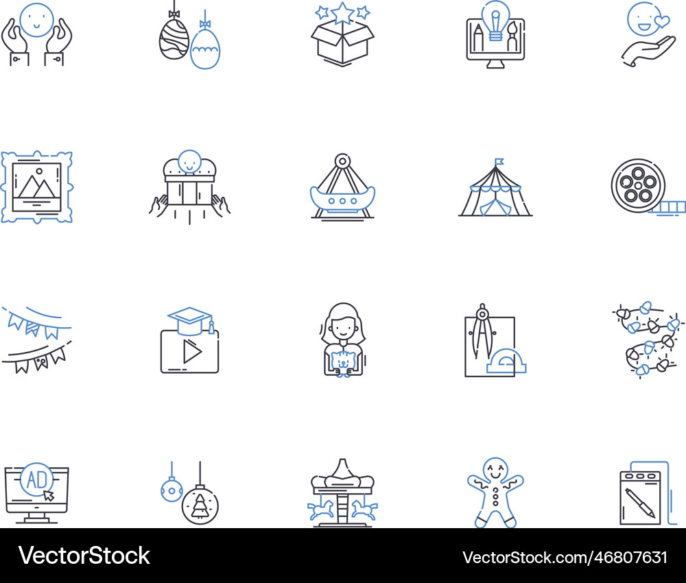 Celebration line icons collection festivity Vector Image