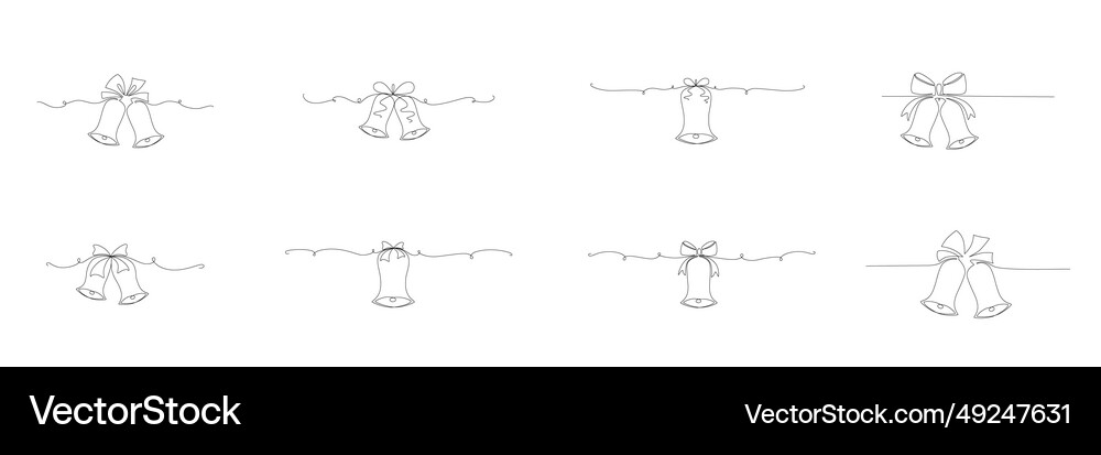 Christmas jingle bells set hand draw one single Vector Image