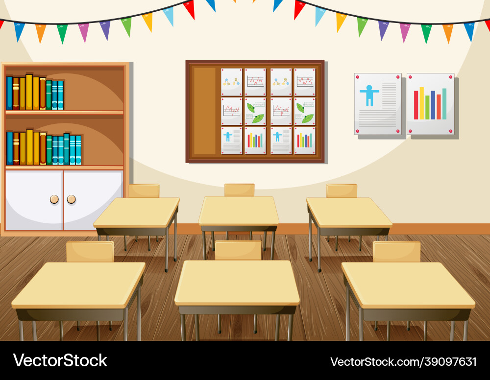 Classroom interior design with furniture Vector Image