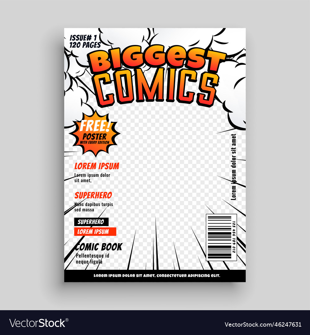 Comic cover template design layout Royalty Free Vector Image