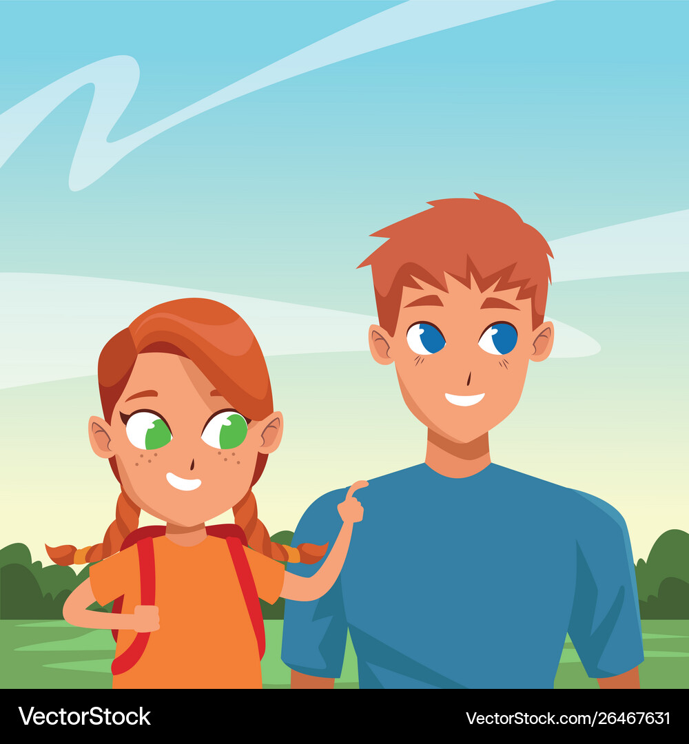 Family single father with children Royalty Free Vector Image