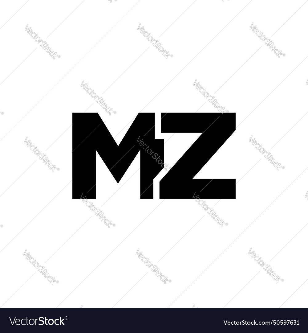 Letter m and z mz logo design template minimal Vector Image