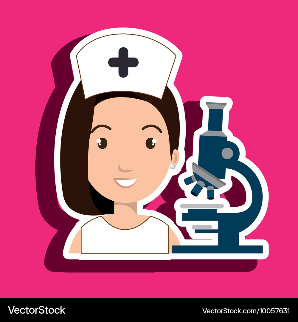 Nurse medical microscope woman Royalty Free Vector Image